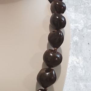 Handmade | Jewelry | Handmade Dark Brown Kukui Nut Lei Natural Beads Hawaiian Necklace | Poshmark
